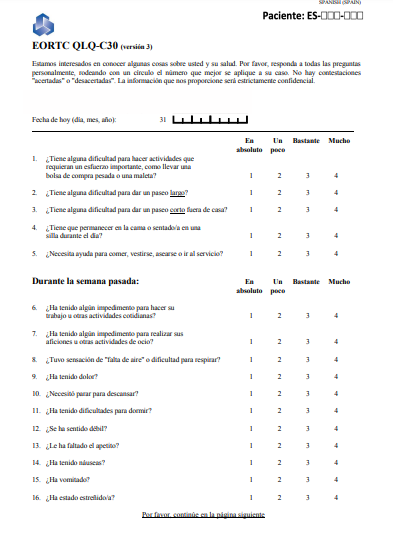 European Organization For Research And Treatment Of cancer Quality of ...